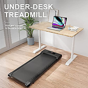 HomeFitnessCode Under Desk Treadmill Walking Pad, 2 in 1 Ultra Slim Portable Treadmill for Home, Installation-Free with 0.6-6.2mph, Remote Control and LED Display Office Exercise (Black)