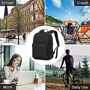 Kono School Backpack College Rucksack Lightweight School Bag Water Resistant Stylish Casual Daypack College Travel Business Work Bag for Men Women Boys and Girls fits 15.4 Inch Laptop (Black)