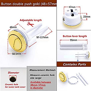 Quluxe 48MM Toilet Tank Button Dual Push Flushing Toilet Button Toilet Button Replacement Toilet Flush Button with Thread Diameter- Gold (Pack of 4)