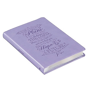 Christian Art Gifts Purple Faux Leather Journal | I Know the Plans Jeremiah 29:11 Bible Verse | Flexcover Inspirational Notebook w/Ribbon Marker and Lined Pages, 6 x 8.5 Inches