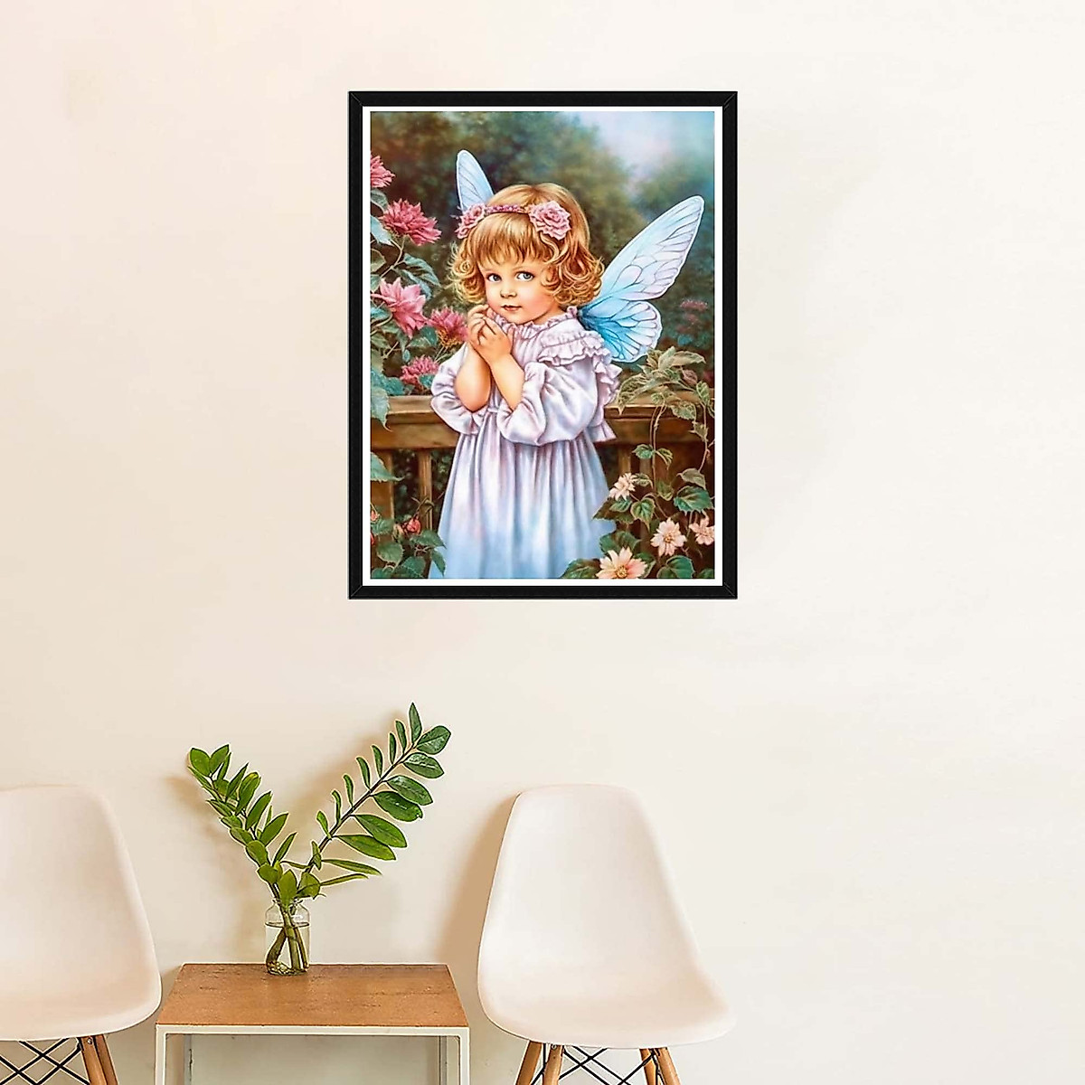 SKRYUIE 5D Angel Diamond Painting Kits - DIY Diamond Art Kits for Adults Girl, Full Round Drill - Crystal Cross Stitch - Adults Craft for Wall & Office Decor - 12x16inch