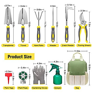 Premium Garden Tools Set，20Pcs Stainless Steel Gardening Tools Set with Storage Bag，Heavy Duty Outdoor Gardening Hand Tools Kit with Tote，Ideal Gardening Gifts for Men&Women