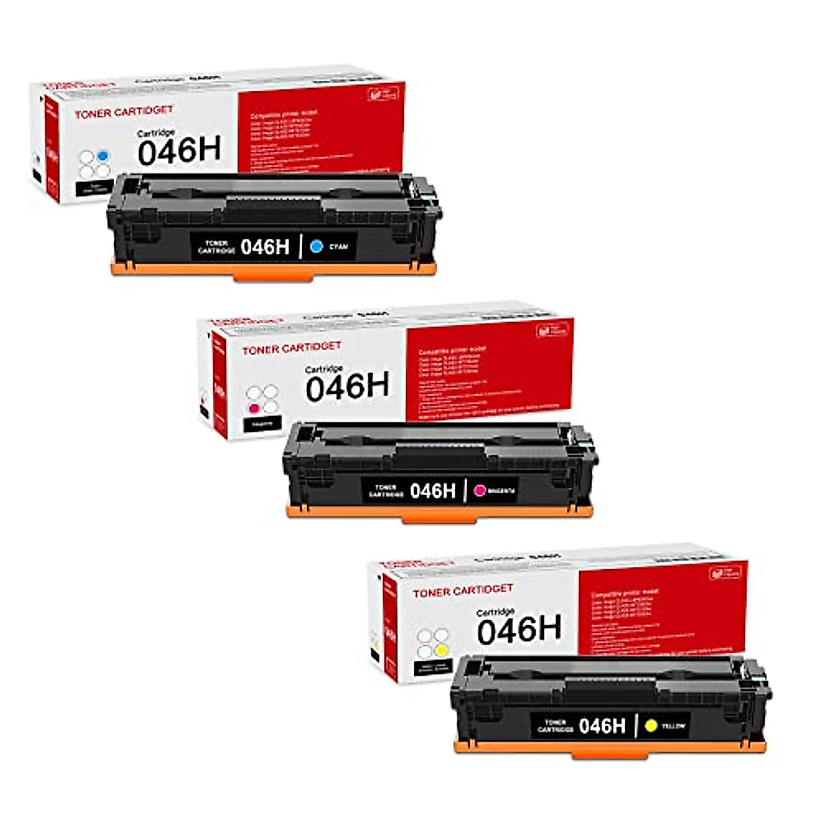 3 Pack 046H C/M/Y Toner Cartridge: Compatible 046H CRG046H 1253C001 1252C001 1251C001 Toner Cartridge Replacement for Canon Color Image Class LBP654Cdw MF735Cdw MF731Cdw MF733Cdw Printer