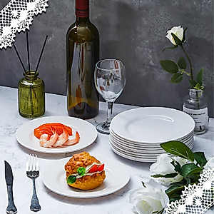 Hushee 12 Pack 24 Pack White Dessert Plates/Salad Dishes Set, Small Dinner Plates for Snacks, Dishes, Round Serving Dishes (7 Inch)