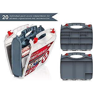 Swiss Safe 2-in-1 First Aid Kit for Car, Travel & Home, Businesses - Bonus Mini Kit for Medical Emergency Aid, Survival, Camping - FSA & HSA Eligible - 348 Pcs, Large Hardcase FAK