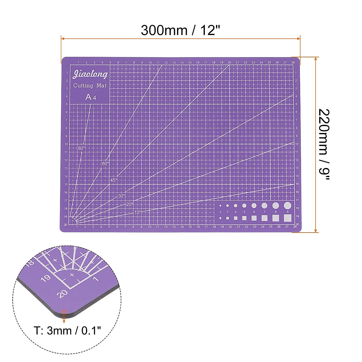 HARFINGTON A4 Self-Healing Cutting Mat 12"x9" Double-Sided Craft Cutting Board for DIY Art Work Sewing Cutting, Purple