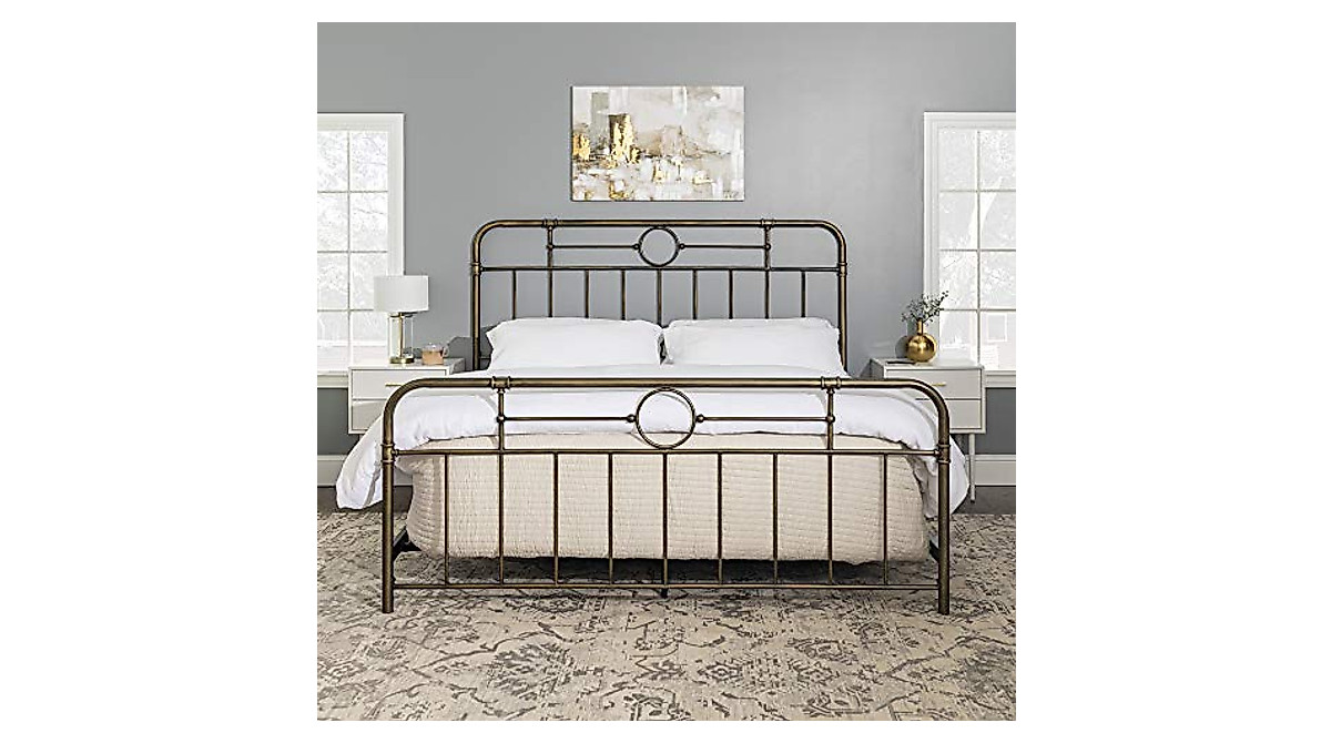 Vintage King Size Metal Bed Frame - Walker Edison