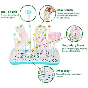 Baby Bottle Drying Rack with Removable Water Tray, Baby Countertop Dryer Rack, Baby Bottle Dryer, Bottle Drying Rack, Drying Rack for Bottles and Accessories, Baby Drying Rack