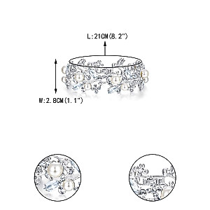 EVER FAITH Austrian Crystal White Simulated Pearl Bridal Prom Floral Leaf Tennis Bracelet