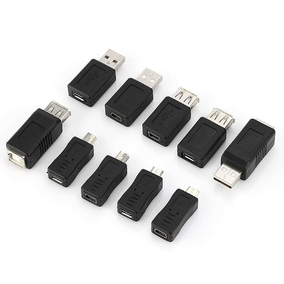 Eboxer Pack of 40 Multiple USB2.0 Adapters Micro/ Mini/ Type-B/ Male/ Female Converters Connectors for Laptop Computer Mobile Hard Drives