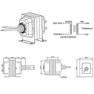 Maxdot Doorbell Transformer 24V 40VA Compatible with Ring Wired Video Doorbell, UL Certification Safe Wired 24 Volt Doorbell Kit, Easy to Install Door Bell Transformer for Home (1 Pcs)