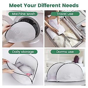 Carbrea 2 Pack Mesh Laundry Bags - Shoe Laundry Bag with Zipper Shoe Washing Machine Bag for Bras Socks Sneakers Delicates - White