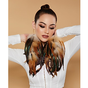 Fashmorous Dangle Earrings for Women Fashion Nature Feather Earrings for Women Fashion Feather Earrings with Leaf Shape Hook