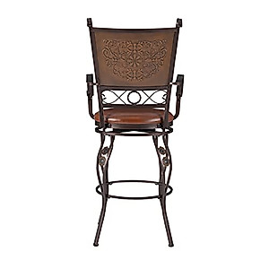 Powell Company Big and Tall Copper Stamped Back Barstool with Arms Bar Stool, Bronze