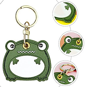 Generic Frog Keychain Frog Keychain Compatible for AirTag Keychain:Leather Tracker Cover Cute Cartoon Frog Shaped Air-Tag Holder Anti-Lost Tracker Shell for Women Key Fob Keychain Key Fob Keychain