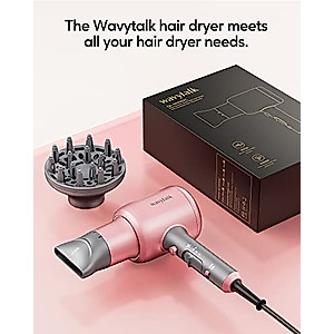 Wavytalk Professional Ionic Hair Dryer Blow Dryer with Diffuser and Concentrator for Curly Hair 1875 Watt Negative Ions Dryer with Ceramic Technology Nozzle for Fast Drying as Salon Light and Quiet