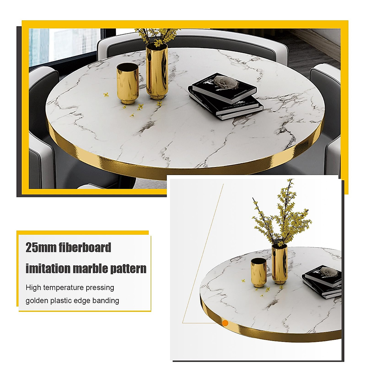 Office Reception Room Club Table and Chair Set Reception Table and Chair Combination Negotiation Table Office Shops Meetings Small Round Tables Office Conference Desk PU Faux Leather Chairs ( Color :