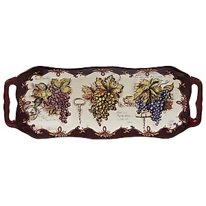 Certified International Corp Vintners Journal Rectangular Platter with Handles 16" x 6.25", Multicolor