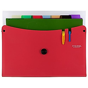 Five Star Expanding File with Removable Files, 7-Pocket Expandable File Folder, 13" x 10-1/4", Red (73944)