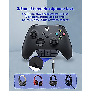 Stereo Headset Adapter for Xbox,Xbox Headset Adapter,AOLION Xbox Mic Adapter,Xbox Controller Headset Adapter for Xbox One/One S/X/Elite 1/ Elite2/ Series S/X Controller-Game Sound & Voice Chat