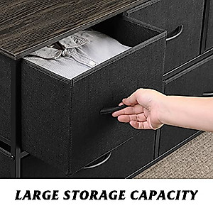 WLIVE 5-Drawer Dresser and 8-Drawer Dresser Set, Fabric Storage Tower for Bedroom, Hallway, Nursery, Closets, Tall Chest Organizer Unit with Textured Print Fabric Bins, Steel Frame, Wood Top, Easy Pul