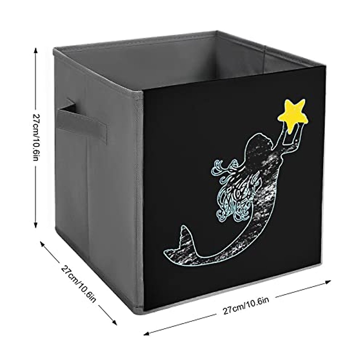 Mermaid Collapsible Storage Bins Basics Folding Fabric Storage Cubes Organizer Boxes with Handles