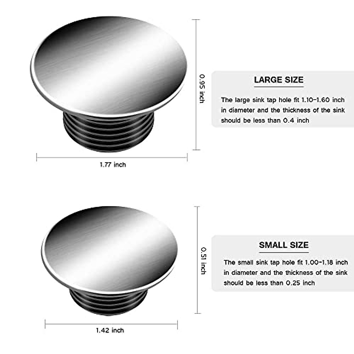 Sink Tap Hole Cover Kitchen Faucet Hole Cover Brushed Stainless Steel (1 to 1.6 Inch in Diameter) (1.10-1.60 inch)