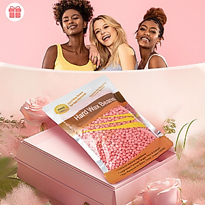 Yovanpur Hard Wax for Hair Removal, Rose Pink Wax Beads for Sensitive Skin and Brazilian Waxing, 10.5 Ounce/bag with 10pcs Wax Sticks