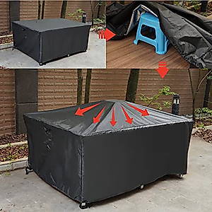 bemece Patio Furniture Set Covers, Waterproof, UV Resistant, Upgraded Ripstop 420D Oxford Outdoor Rectangular Patio Furniture Set Covers 124" L x 70" W x 29" H