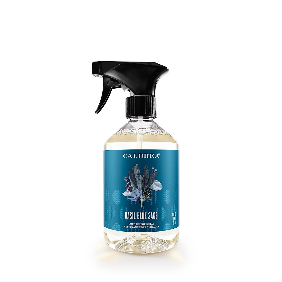 Caldrea Multi-surface CounterTop Spray Cleaner, Made With Vegetable Protein Extract, Basil Blue Sage, 16 Fl Oz