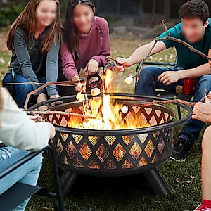 Yaheetech 36in Outdoor Fireplace Wood Burning Firepalce for Bonfire Patio Backyard