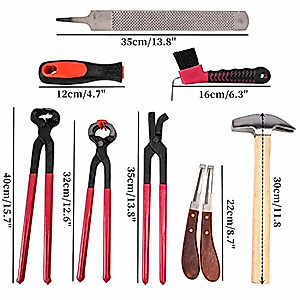 lukar 8PCS Horse Hoof Trimmers Farrier Tools Kit, Includes Horse Hoof Nipper, Horseshoe Cutting Pliers, Hoof Nail Clincher, Hoof Hammer, Hoof Knife, Rasp File, Horseshoe Brush