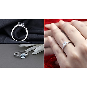 Dazzlingrock Collection 6X6 mm Cushion Aquamarine & Round White Diamond Women Vintage Traditional Classic Engagement Ring | 10K White Gold, Size 7