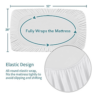 Oubonun Waterproof Crib Mattress Cover (Set of 2) - 52x28 White Crib Mattress Protector - Soft Fitted Baby Crib Mattress Pad with 9-inch Pocket - Bamboo Fiber Toddler Mattress Pad