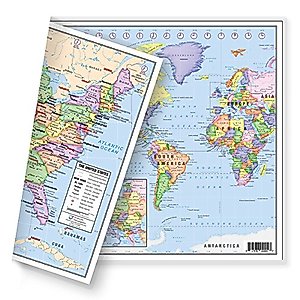 United States (USA) and Americas-Centered World Desk Map (13" x 18"), 2-Sided, Laminated by Lighthouse Geographics