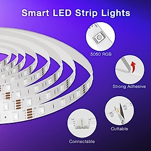DAYBETTER 65.6ft WiFi Smart Led Lights Strip with Tuya App Control for Bedroom Decoration Work with Alexa and Google Assistant(2 Rolls of 32.8ft)