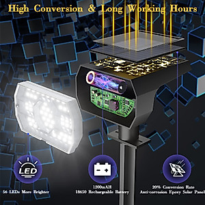 Solar Spot Lights Outdoor, Solar Landscape Spotlights, 56 LED, IP65 Waterproof, 3 Lighting Modes,Solar Lights Outdoor for Garden Yard House Walkway Driveway Porch Patio Tree [Cool White 4 Pack]