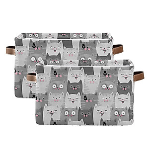 HUXINO Storage Basket Cube, Animal Cats Pattern Large Storage Bin Box Collapsible Clothes Toys Organizer Laundry Basket for Shelves Closet Kids Nursery Bedroom, 1 Pack