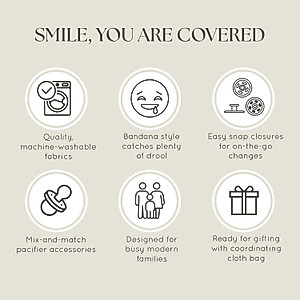 Dodo Babies Bandana Drool Bib Set - Eight 100% Cotton Bibs with Soft Polyester Lining, 2 Pacifier Clips, Binky Case, Pink Gift Bag for Baby Girl or Boy Shower - Adjustable Snap Fit for 3-24 Months