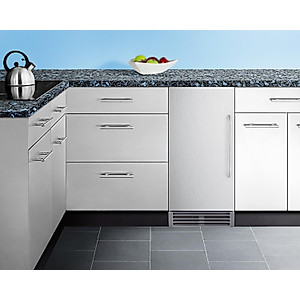 Summit Appliance BIM47OS Built-in Icemaker, Weatherproof Design for Outdoor Use, 14.5" Wide, 50 lb Production Capacity, Built-in Pump, Air Cooled, 115v