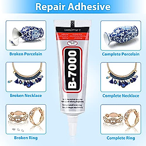 B-7000 Super Adhesive Glue, Industrial Strength B7000 Glues Paste for Rhinestones Crafts, Clothes Shoes, Fabric, Jewelry Making, Cell Phones, Tablet, Wood, Rubber, Leather (2x50 ml/2.1 oz)