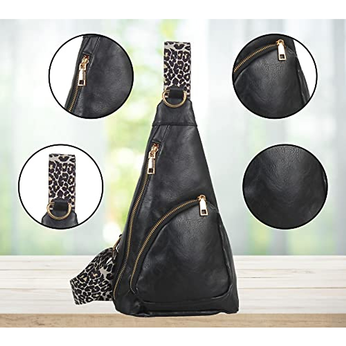 TINVSKQQKJ Women's Chest Sling Bag with leopard strap Crossbody Sling Backpack with pockets For Cycling Hiking travel…