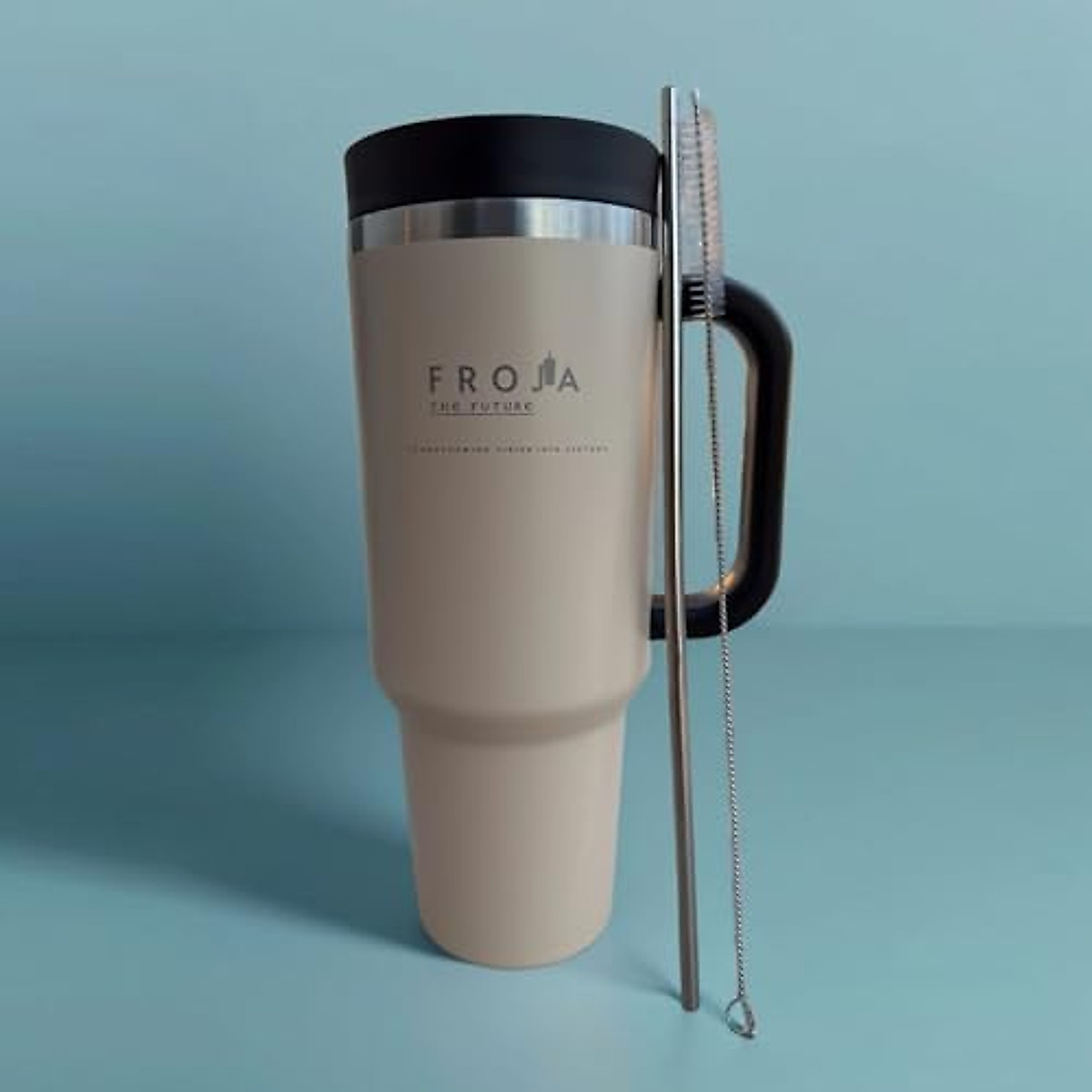 FROJA 40-oz Vacuum-insulated Stainless Steel Tumbler with Lid, Straw, 12 Hours Hot/24 Hours Cold, BPA-Free, Leak-Proof, Large Capacity