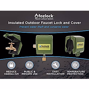 Fozlock Outdoor Faucet Lock System - Insulated Water Spigot Lock and Garden Hose Bib Lock With Cover, Stainless Steel - Prevent Water Theft and Stop Unauthorized Water Use, Easy Installation