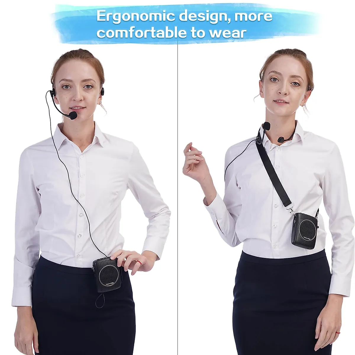 Voice Amplifier for Teachers Personal Wired Microphone Headset - Loudly Rechargeable Portable Microphone with Speaker, 2000mAh Small Pa System with Headset Microphone Classroom ect S309
