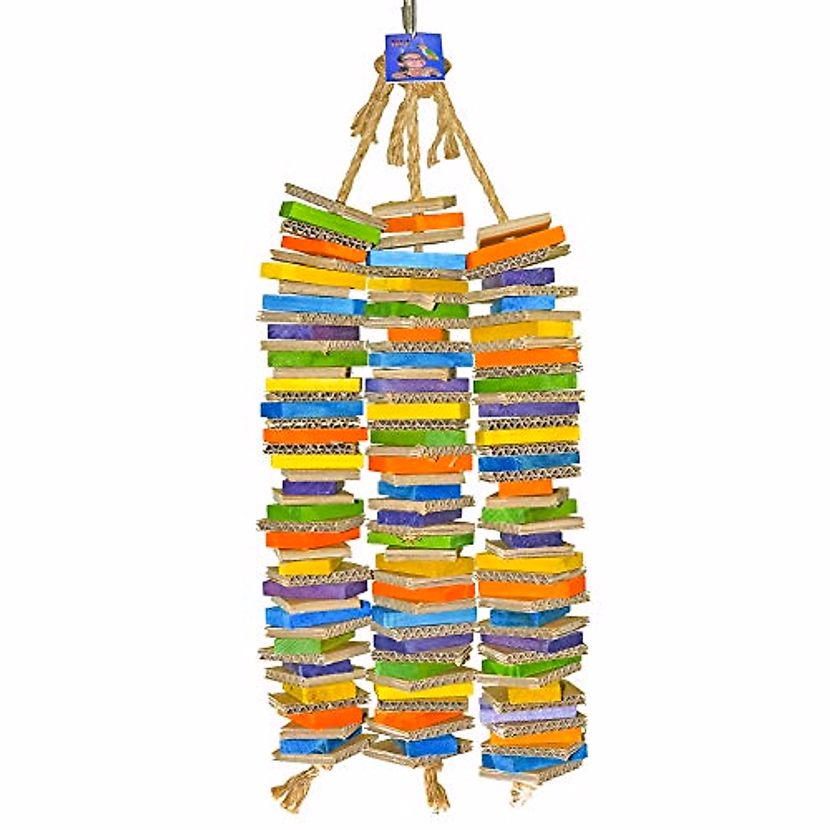 Birds LOVE Chew-Tastic Triple Tower of Shredded Fun Colorful Safe Lots of Wood to Chew Large Bird Cage Toy for African Greys, Amazons, Eclectus, Cockatoos, Macaws and Similar Sized Birds