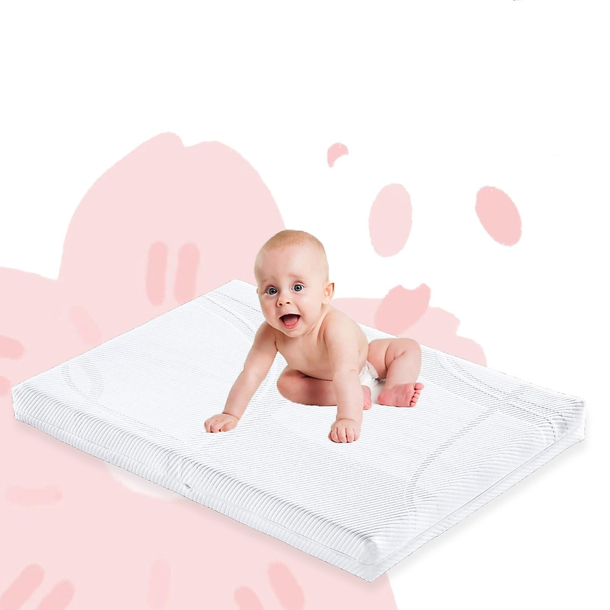 Ustenroya Pack n Play Mattress 38x24x3inch Travel Crib Mattress Portable & Lightweight Baby Mattresses, Removable Washable Cover 1'' Memory Foam & 2'' Foam for Dual Size Use