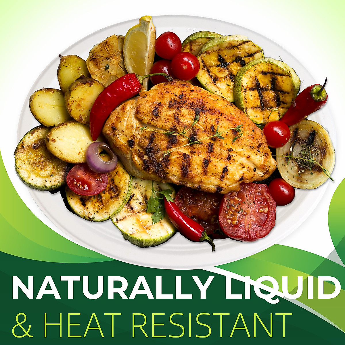 BIRCHIO 100PCS 100% Compostable White Oval Paper Plates(12in), Heavy Duty Disposable Plates, Eco-Friendly Dinner Plates, Biodegradable Salad, Meal, Dessert Plates, Perfect for Parties, Picnic, BBQ