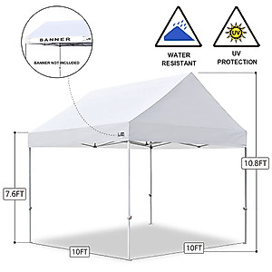 Eurmax USA Patented 10x10 Pop Up Canopy Tent Party Tent Commercial Instant Canopies Shelter with Heavy Duty Roller Bag,Bonus 4 Sand Bags (White)