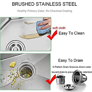 Free Standing Utility Sink Single Bowl Stainless Steel Sink w/Cold and Hot Water Pipe Faucet/Storage Shelve for Outdoor Garage Commercial Restaurant Kitchen Laundry Room 26.7"x17.3"